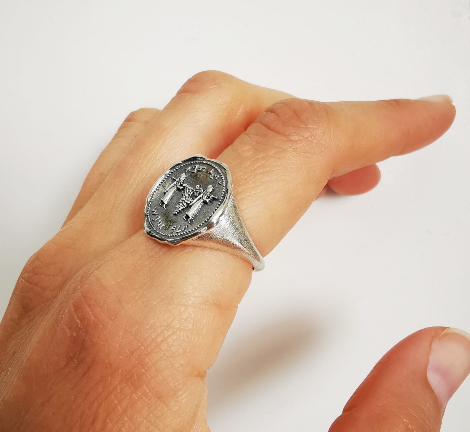Jewish Ancient Hebrew Bible Silver Signet Ring, Israeli Antique Style ...