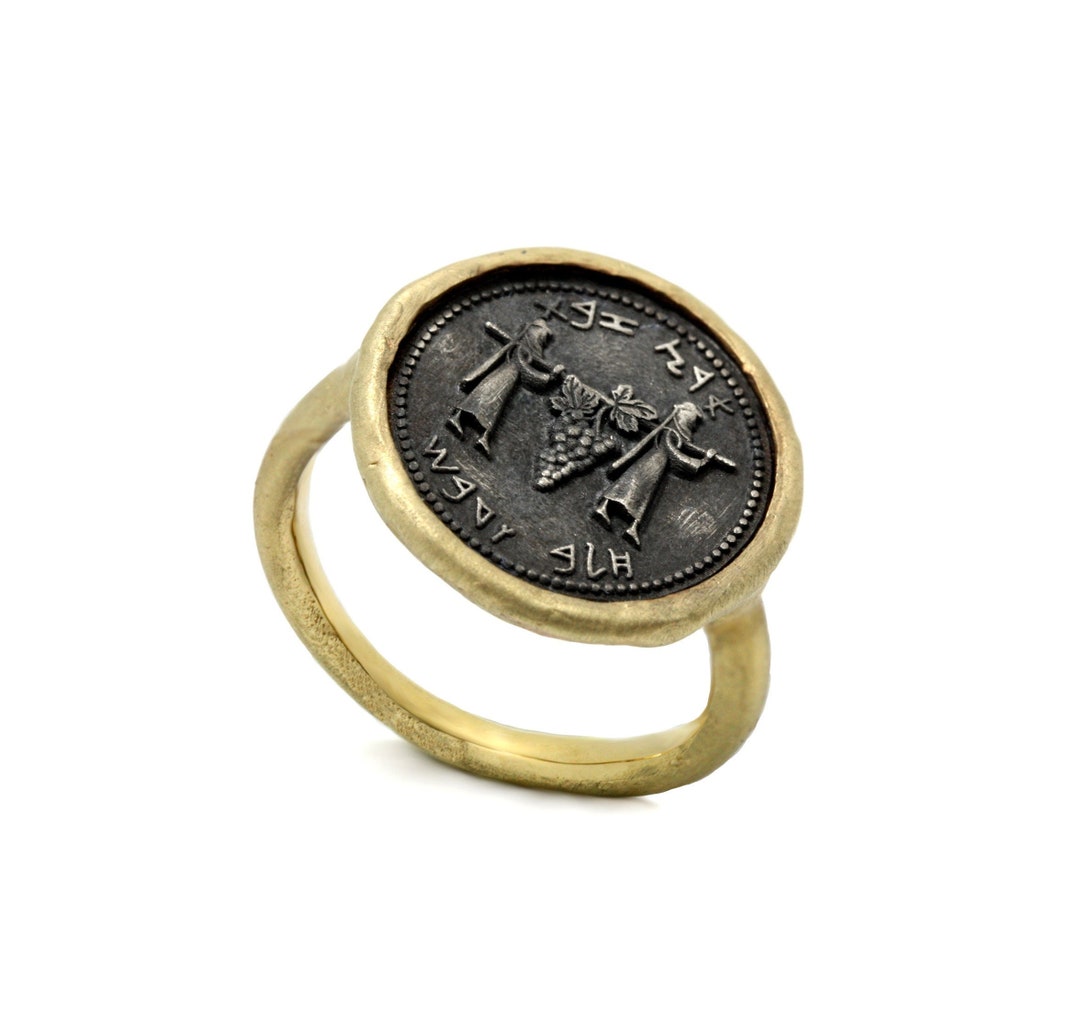 Signet Antique Coin Ring , Ancient Hebrew Jewish Signet Ring, Silver ...