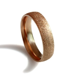 Classic Sand Texture 14k Gold Wedding Band, Comfort Fit Man Ring, Sand ...