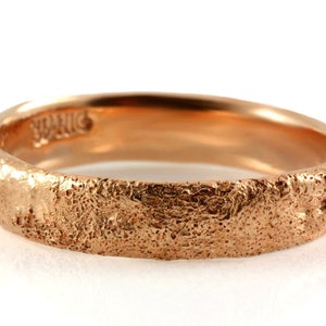 Rustic 14k Gold Mens Wedding Ring, Tree Bark Organic Texture Ring ...