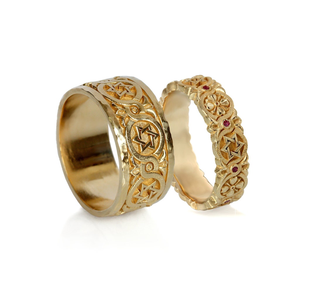 Matching Wedding Set Magen David Wedding Rings His and Her Set ,star of ...
