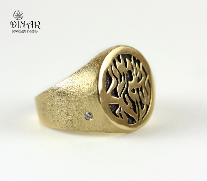 14k Gold Signet Ring 'shma Israel' Men Wide Gold Ring - Etsy