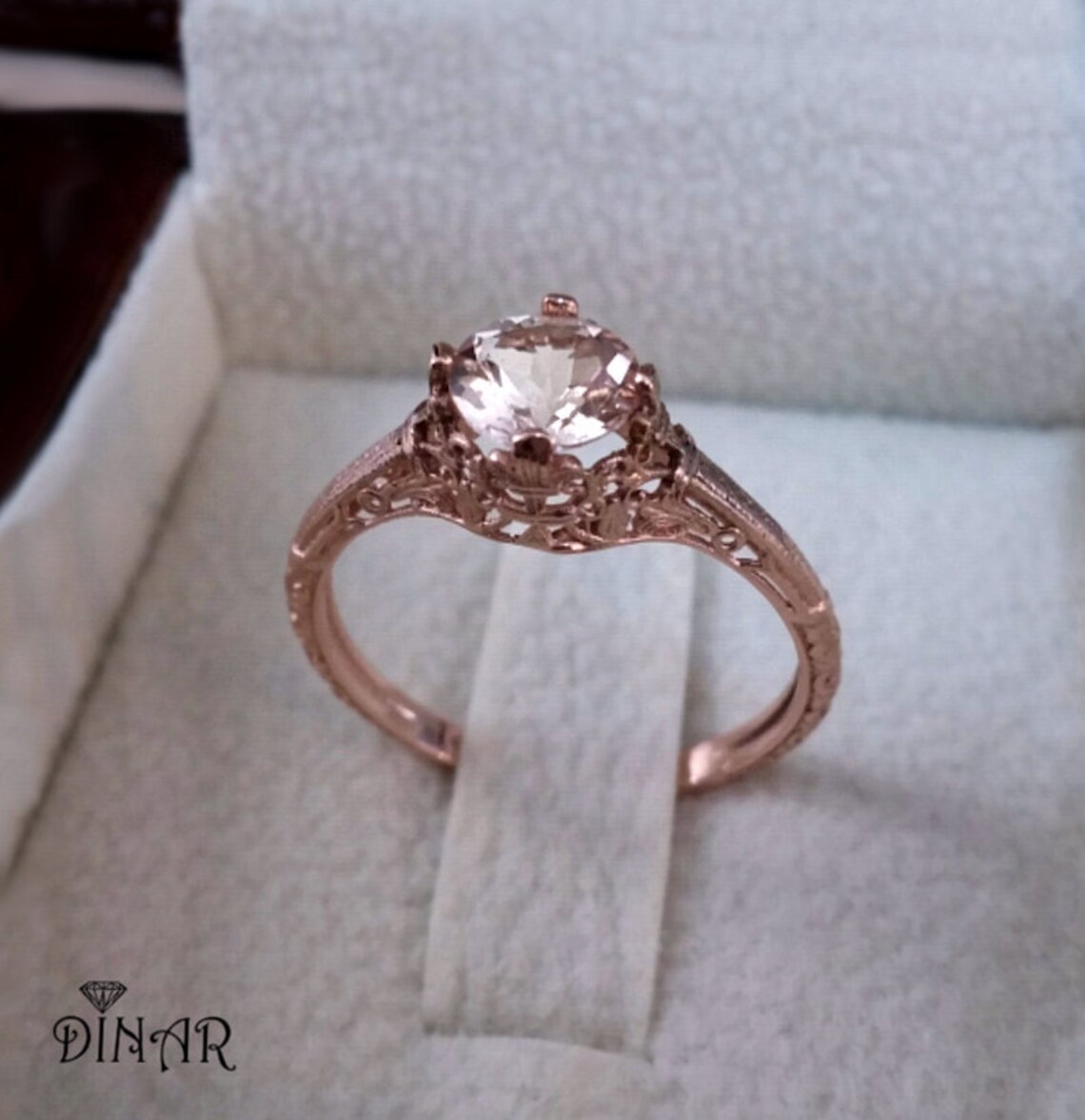 14k Rose Gold Ring Filigree Setting, Vintage Ring Setting, Engagement ...