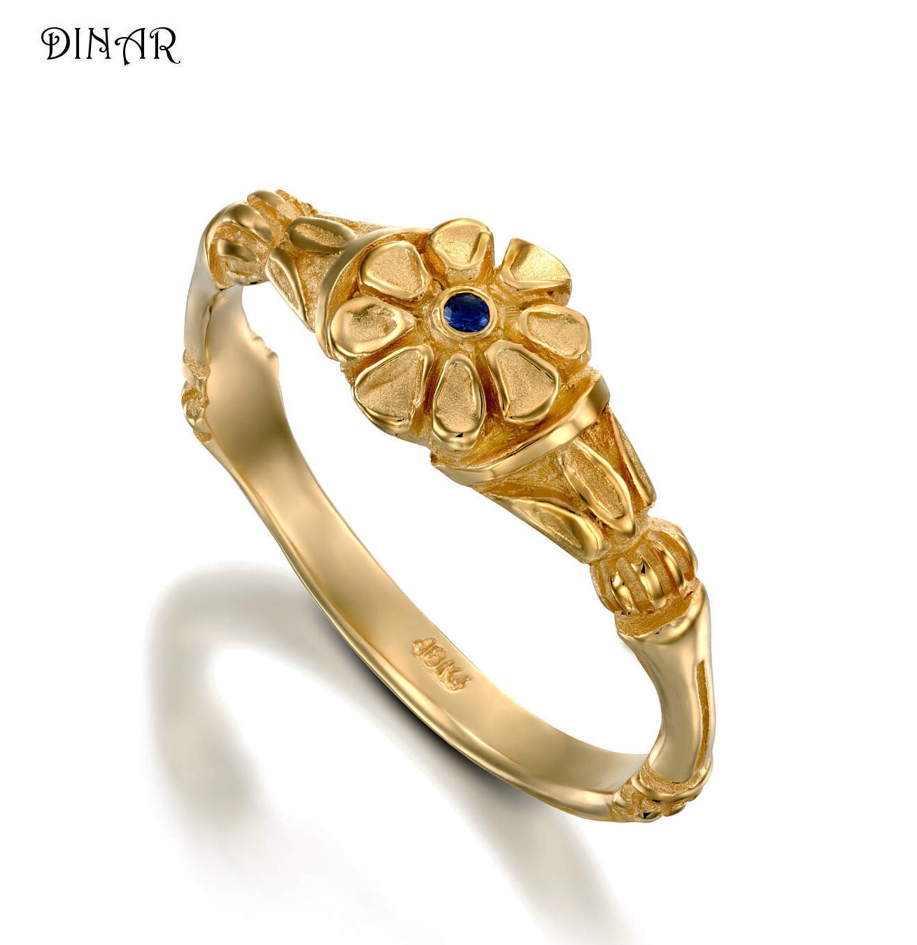 Flower 14k yellow Gold Wedding ring 18k Antique style wedding | Etsy