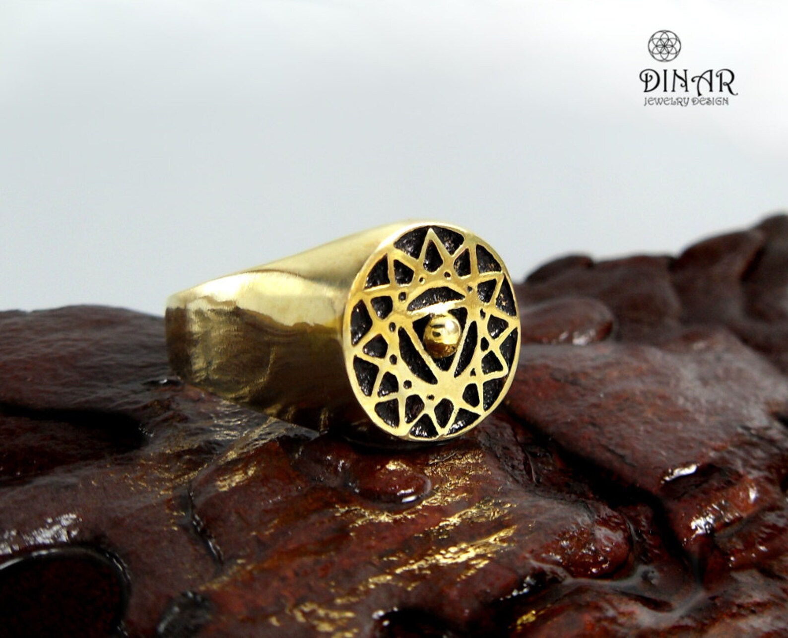 14k Gold Signet Seal of Solomom Ring, King Solomon Kabbalah Signet Ring ...