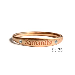 14k Solid Gold Personalized Diamonds Name Ring, Custom Gemstone Ring ...