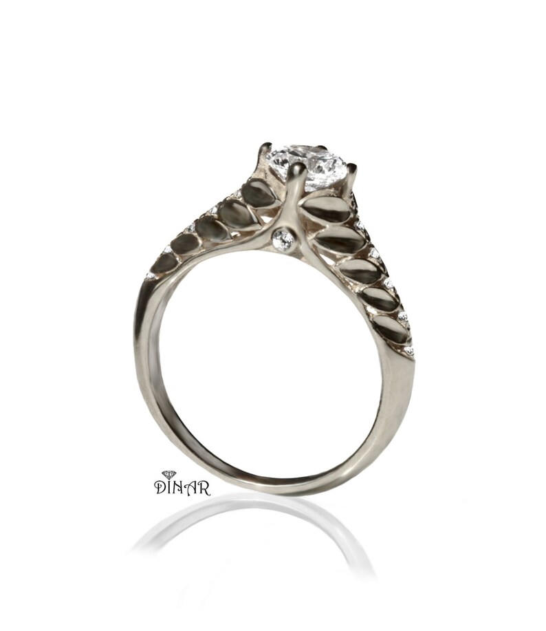 Leafs Diamond Ring Half Carat Leaves Diamond Engagement 18k - Etsy