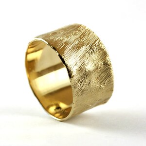 Large Gold Ring, Handmade Rustic Men Ring, 14k Yellow Gold Wide Wedding ...