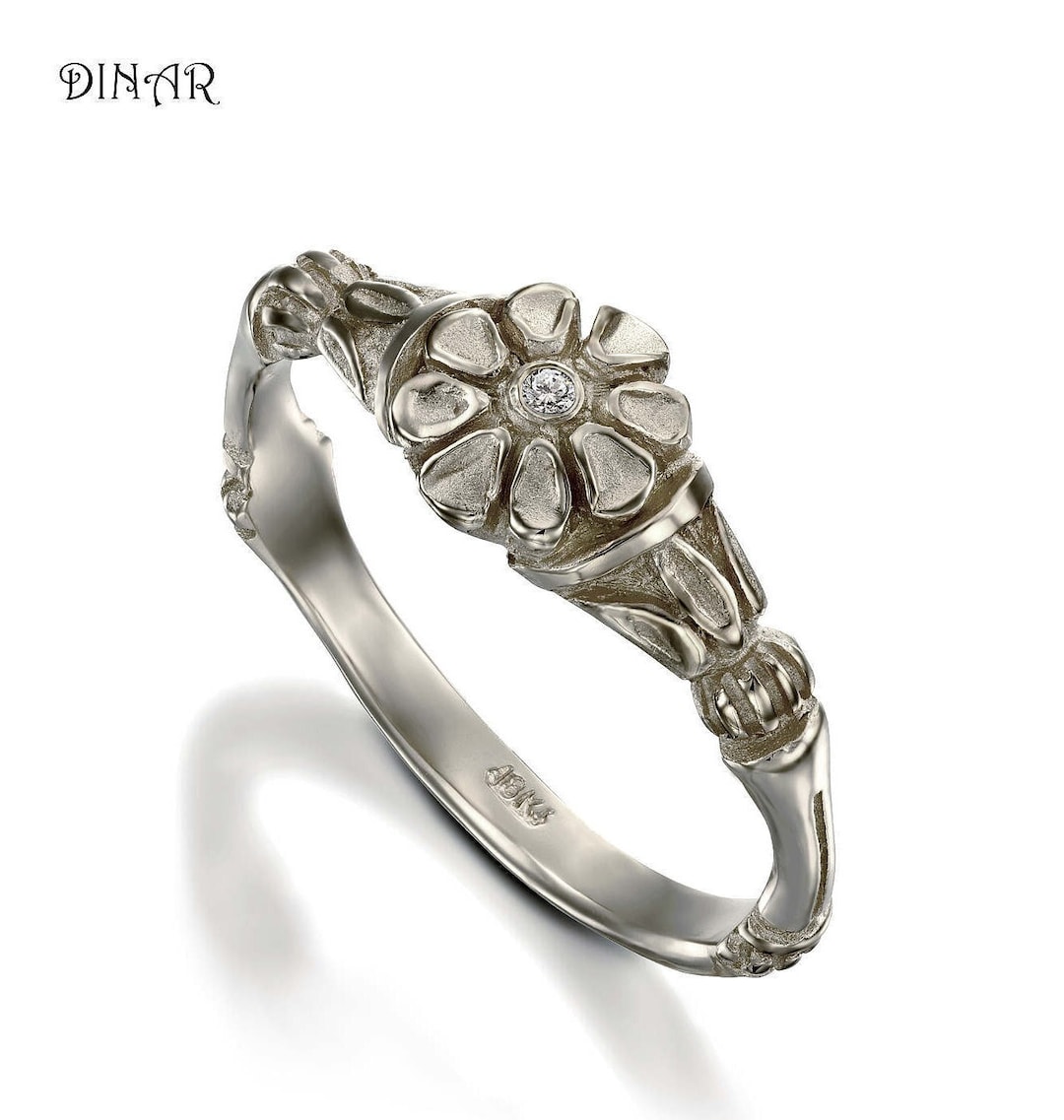 Flower 14k Solid Gold Wedding Ring, 18k Antique Style Wedding Band ...