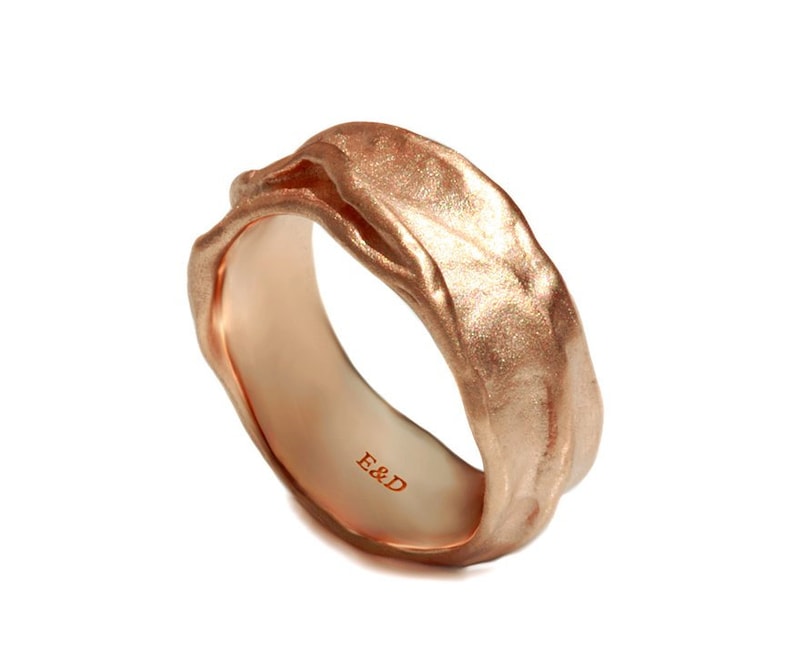 Brushed Gold Ring Thick Men Ring Rustic 14k Solid Gold | Etsy