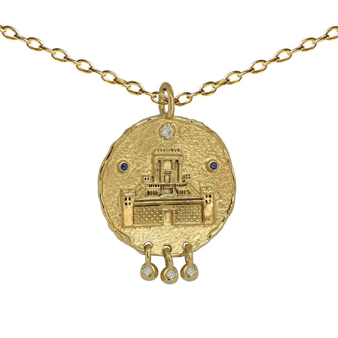 Jewish Pendant Holy Temple of Jerusalem 14k 18k Solid Gold, Judaica ...