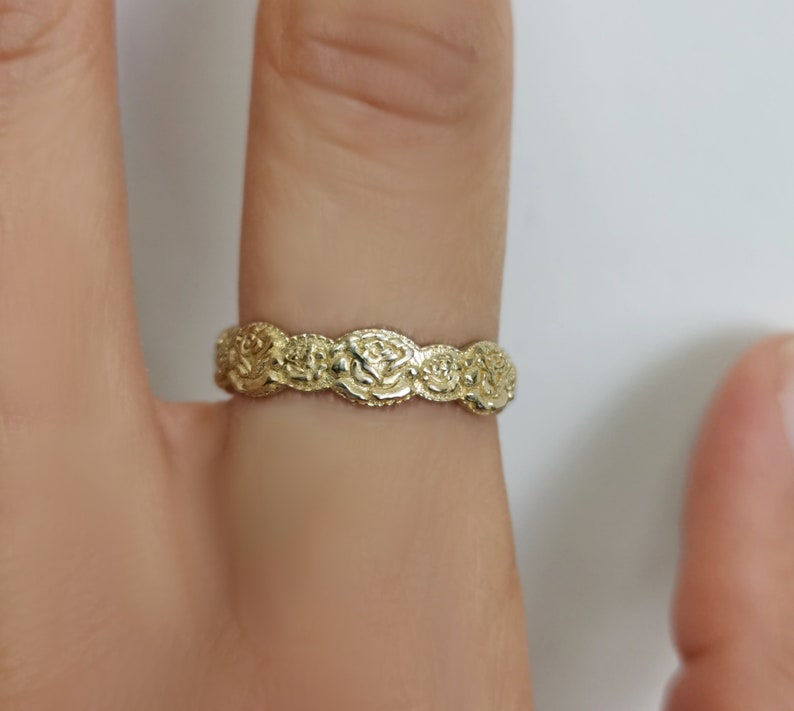 Gold Flower Ring Ring With Roses Roses Wedding Ring Flowers - Etsy