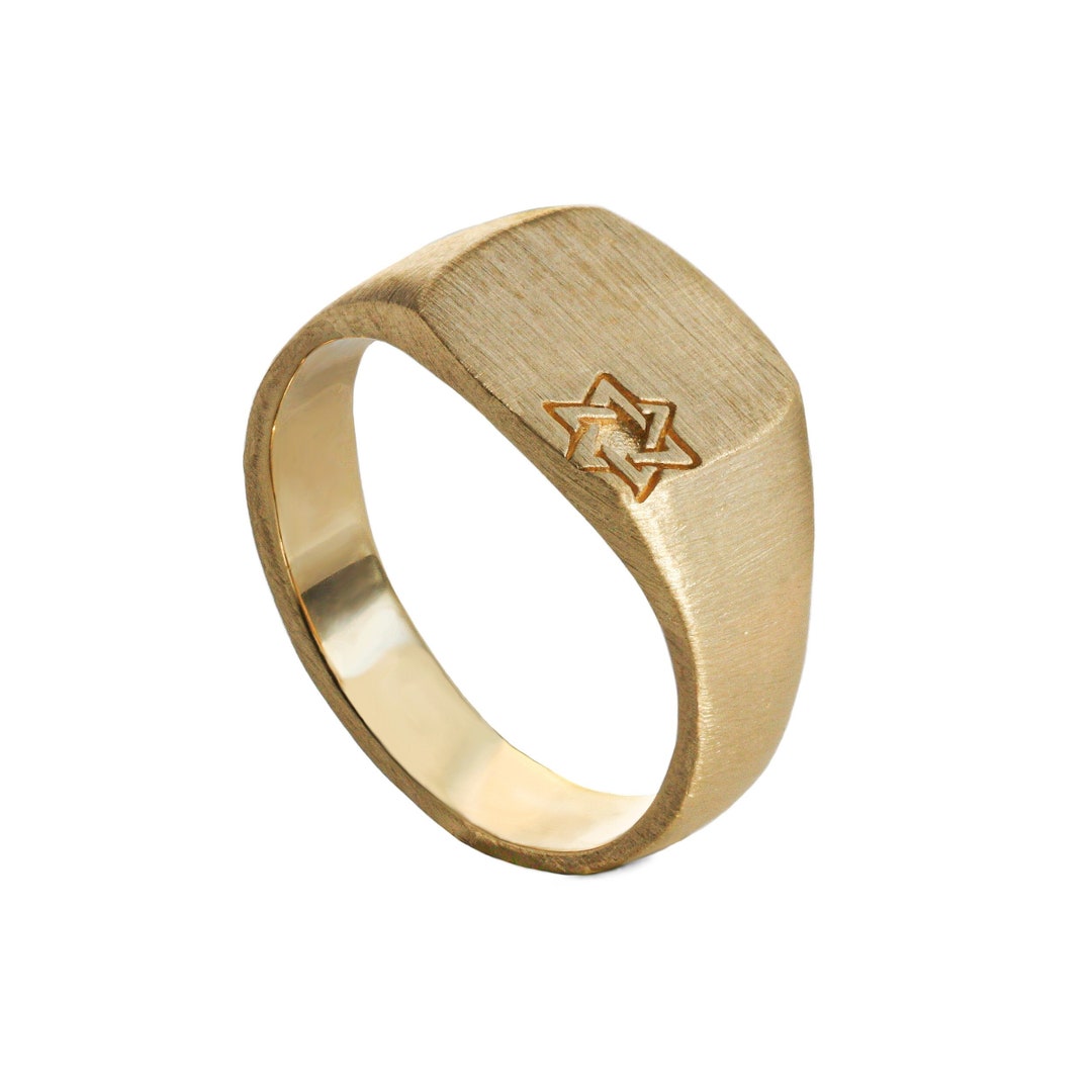 Magen David Star of David Signet Ring 14k 18k Solid Gold, Israeli ...