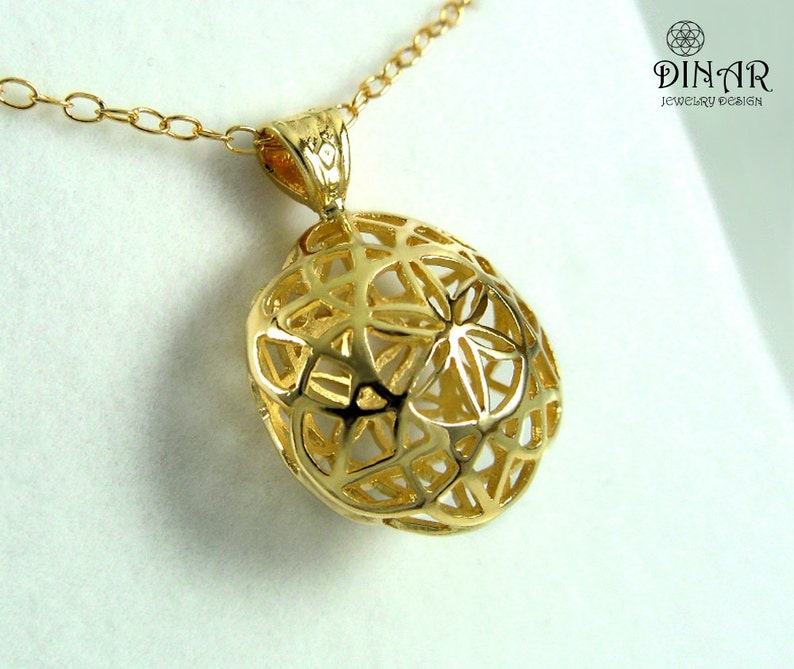 14kt Gold Flower of Life Pendant, the 'seed of Life' Pendant , Kabbalah ...