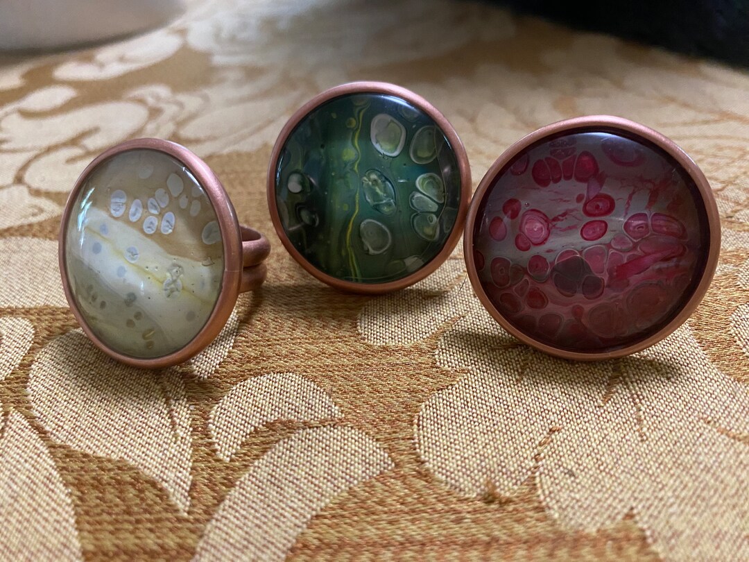 Copper Glass Paint and Acrylic Rings Size 8.25 - Etsy