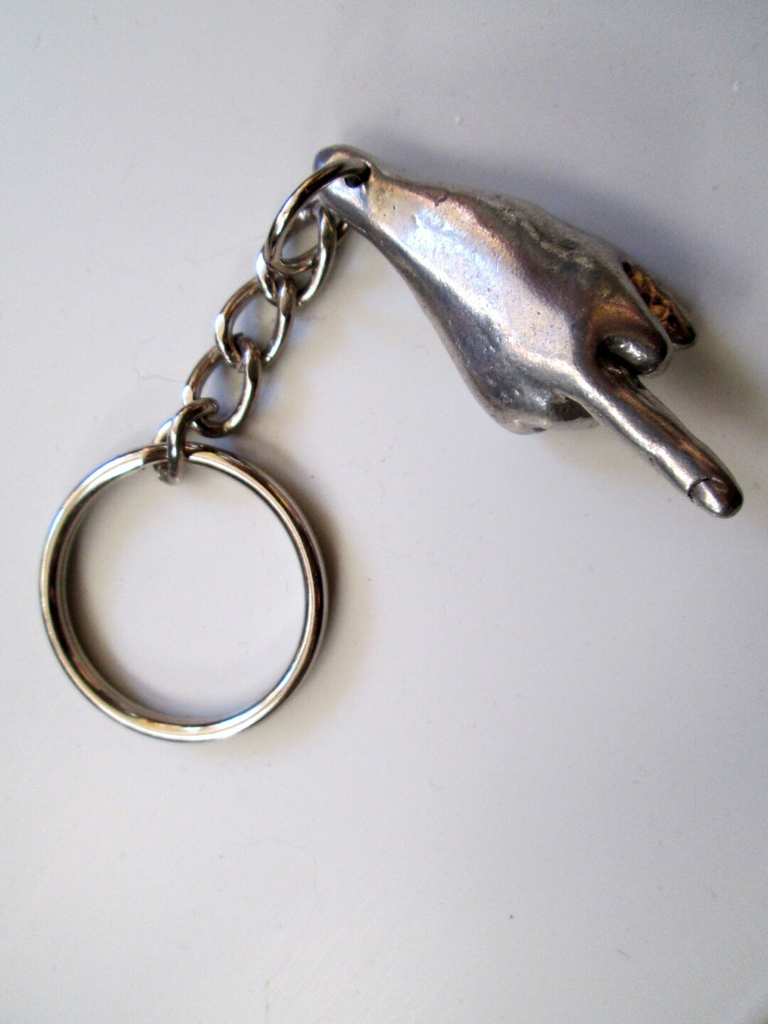 Pewter Hand Flipping the Bird FU Sign. Keychain Charm. - Etsy