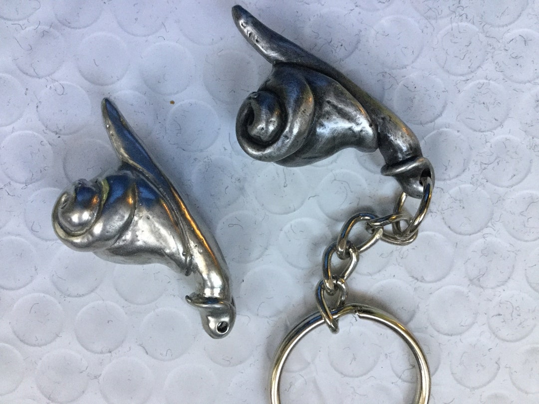 ADULT: Pewter Primitive Cast Phallic Snail Key Chain Bob large - Etsy