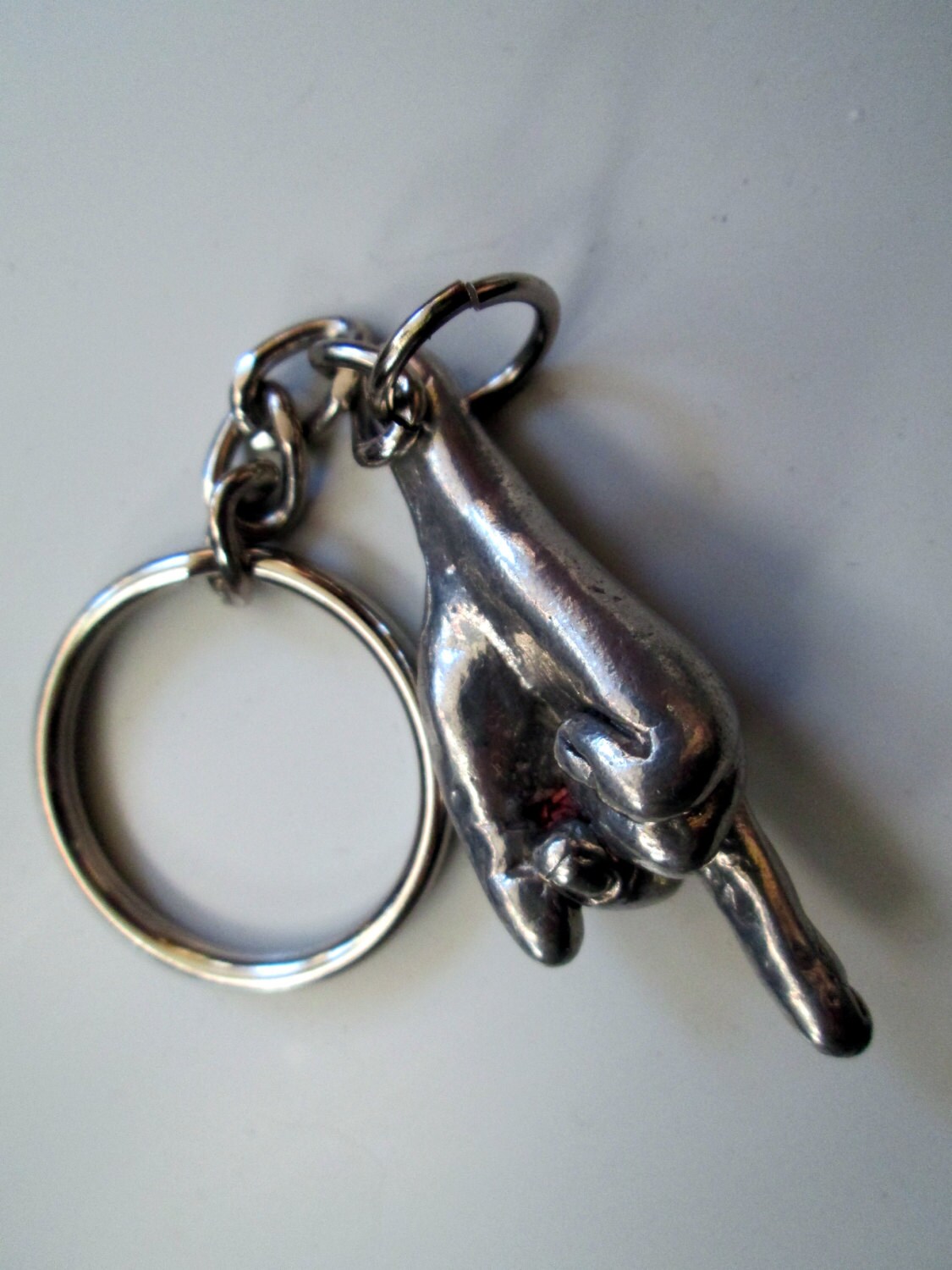 Pewter Hand Flipping the Bird FU Sign. Keychain Charm. - Etsy