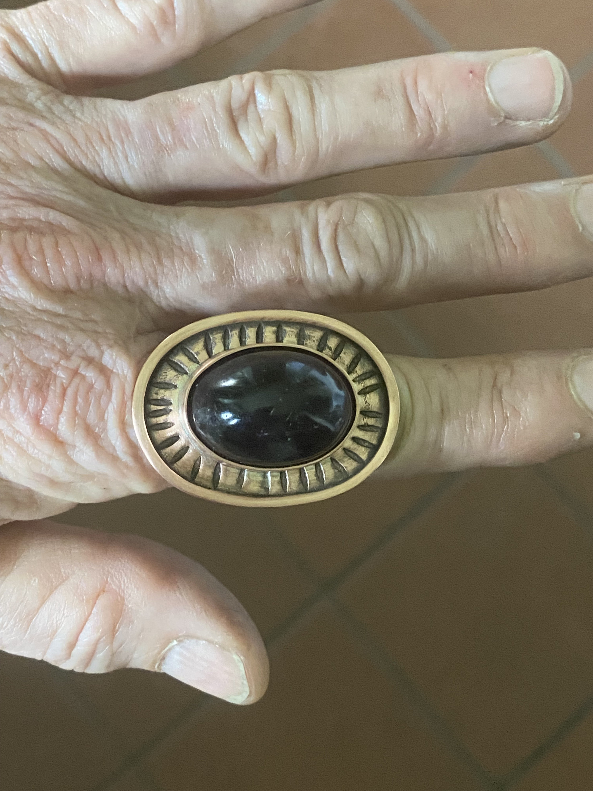 Primitive Copper and Oval Stone Rings. Amethyst, Aventurine, Rose ...