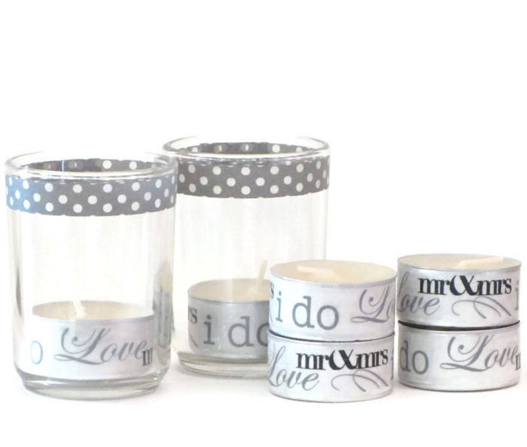 Wedding Tea Lights Gift Set - 6 Decorative Tea Light Candles - 2 Clear ...