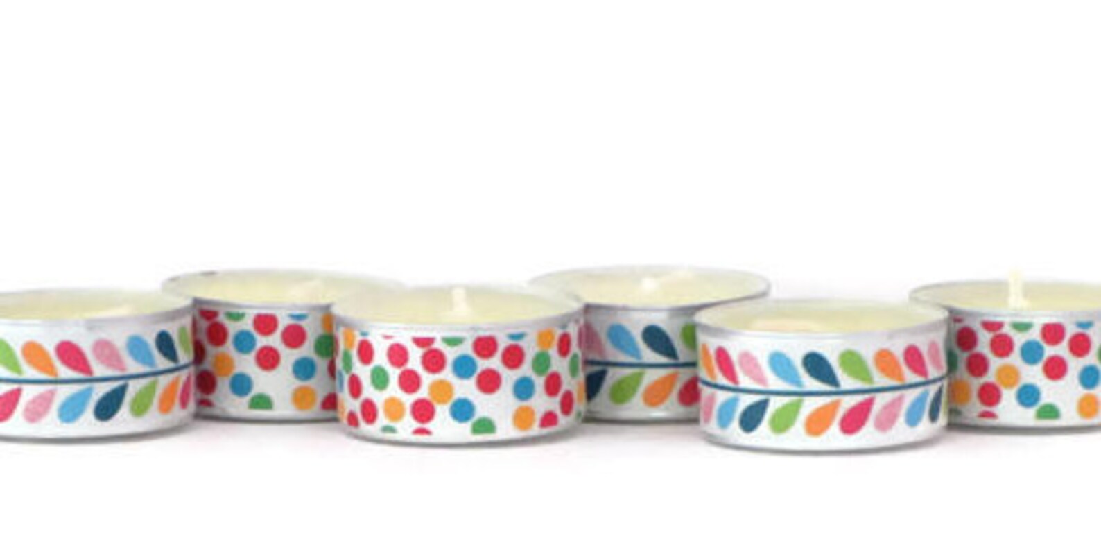 Candle Gift Set 6 Decorative Tea Light Candles 2 Clear Glass Candle ...