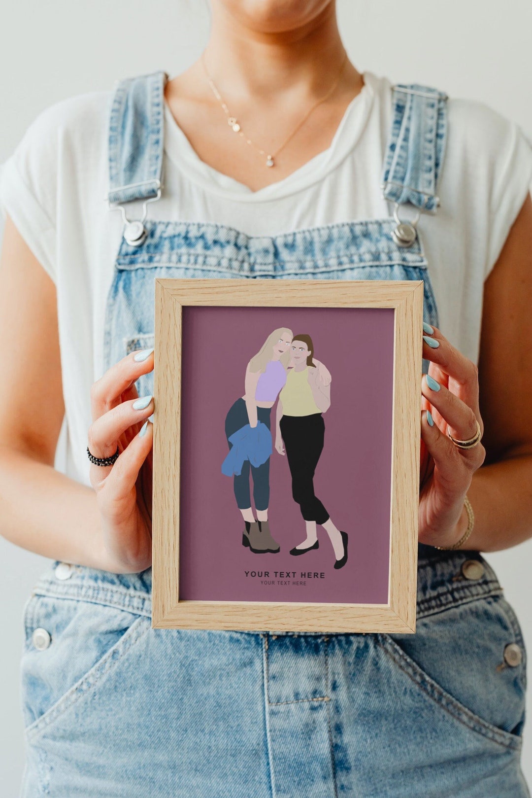 Digital Personalised Couple Portrait Custom Illustration Two Person ...