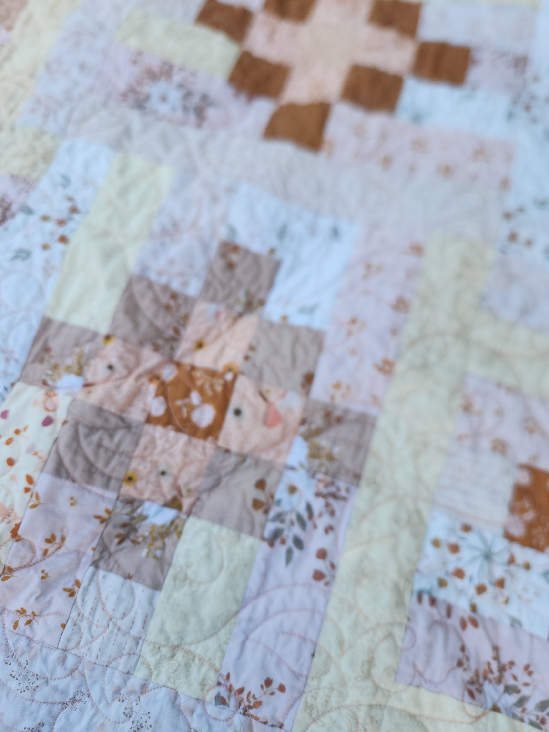 Cream Peach Lap Quilt, Quilted Pastel Romantic Soft Colors, Couch Sofa ...