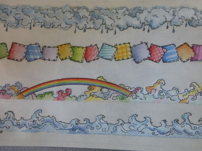 Noah's Ark Scrapbook Page Border Stickers Clouds Rainbows - Etsy