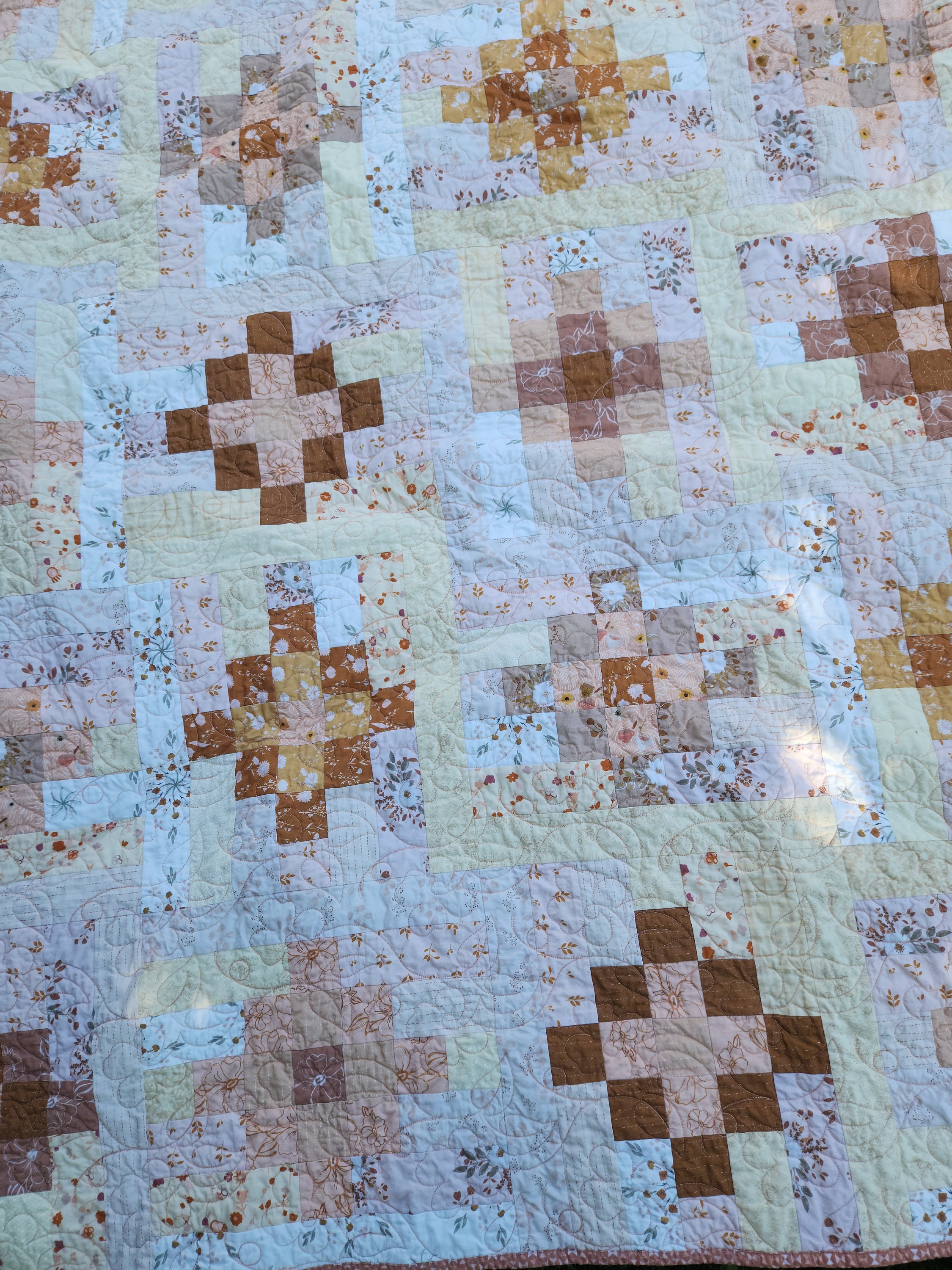 Cream Peach Lap Quilt, Quilted Pastel Romantic Soft Colors, Couch Sofa ...