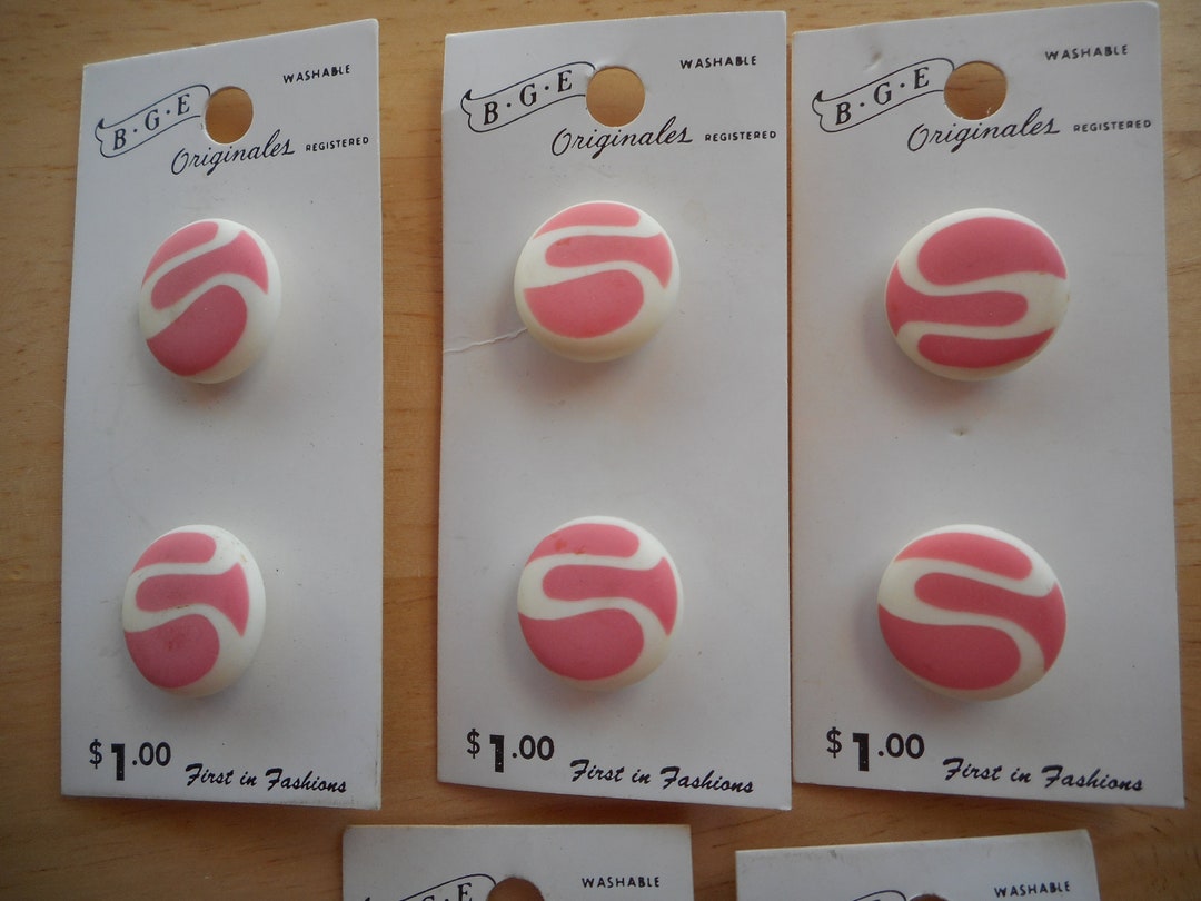 Pink White Round Buttons, Shank Coat Jacket Sweater, B G E Originales R ...