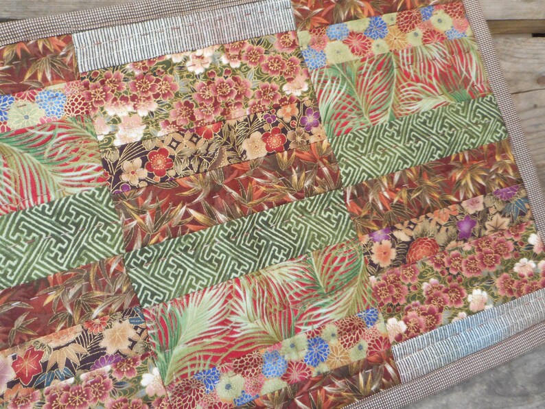 Asian Fabric Quilted Mini, Quilt Table Topper Rectangle, Tank Cover ...