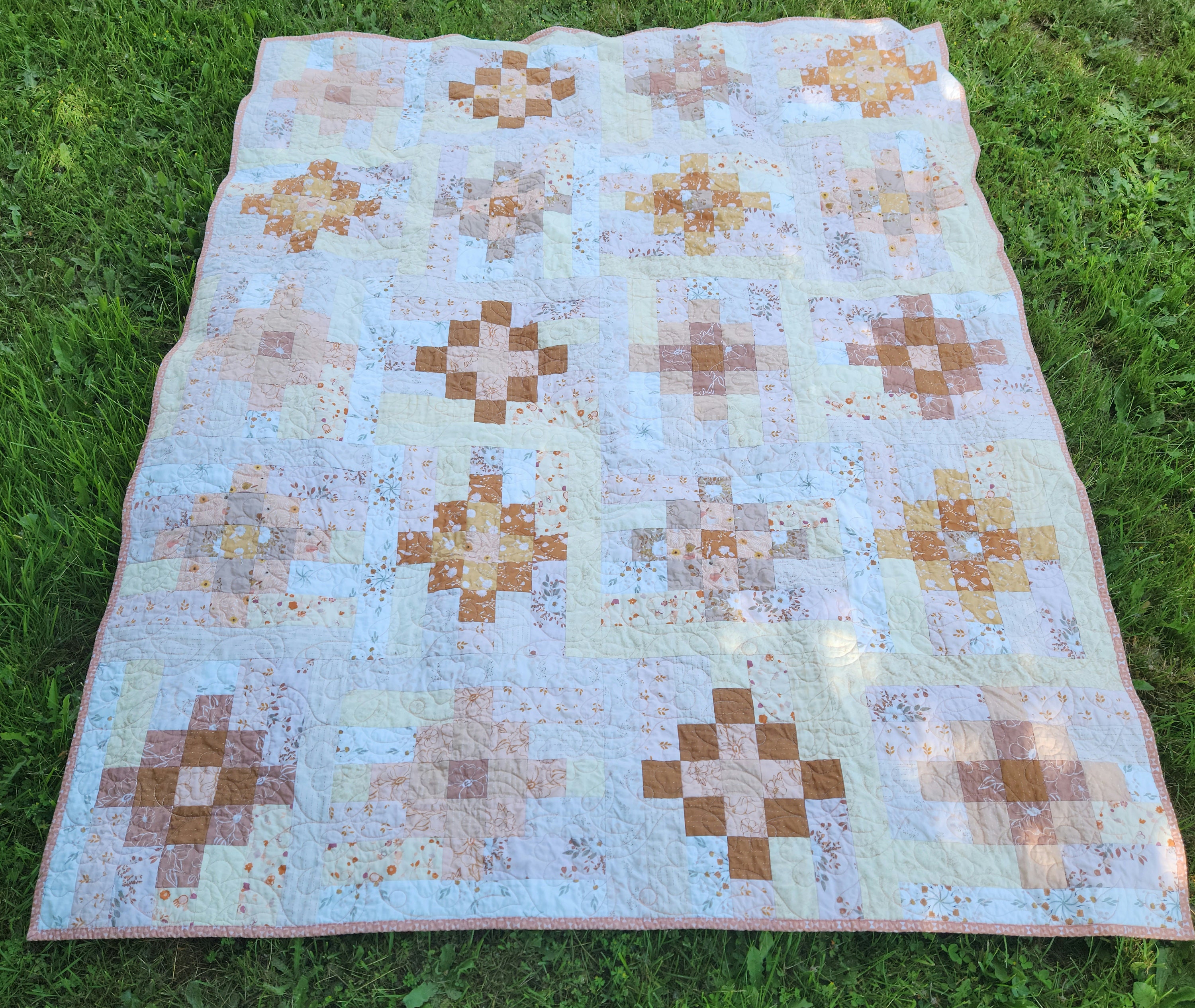 Cream Peach Lap Quilt, Quilted Pastel Romantic Soft Colors, Couch Sofa ...