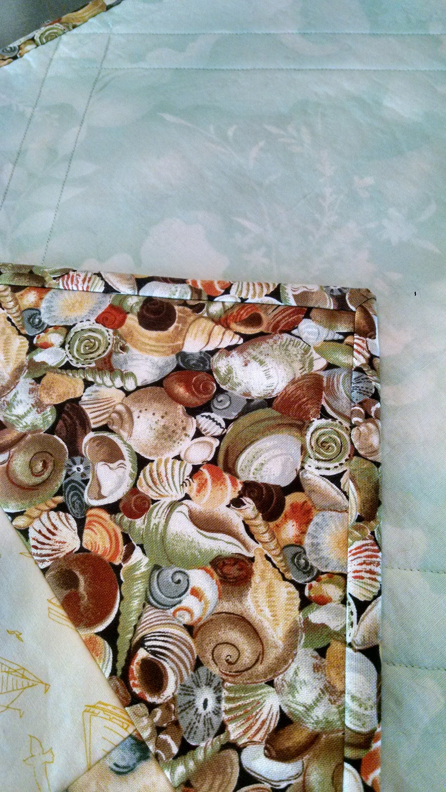 Seashell Beachy Quilted Table Runner, Dining Nautical Topper, Seashore ...