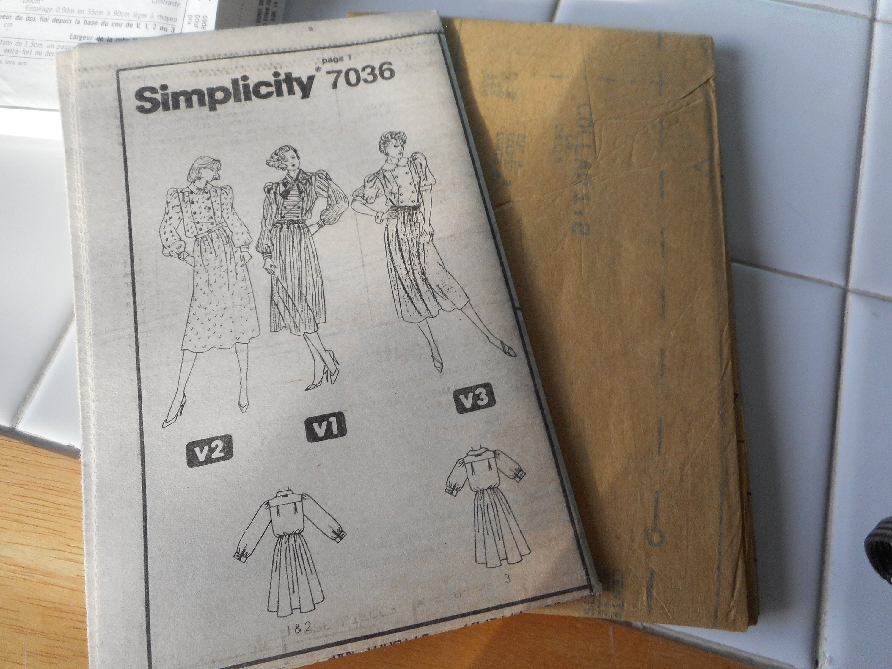 Simplicity 7036 Pattern, Gathered Skirt Dress Elastic Waist, Front ...