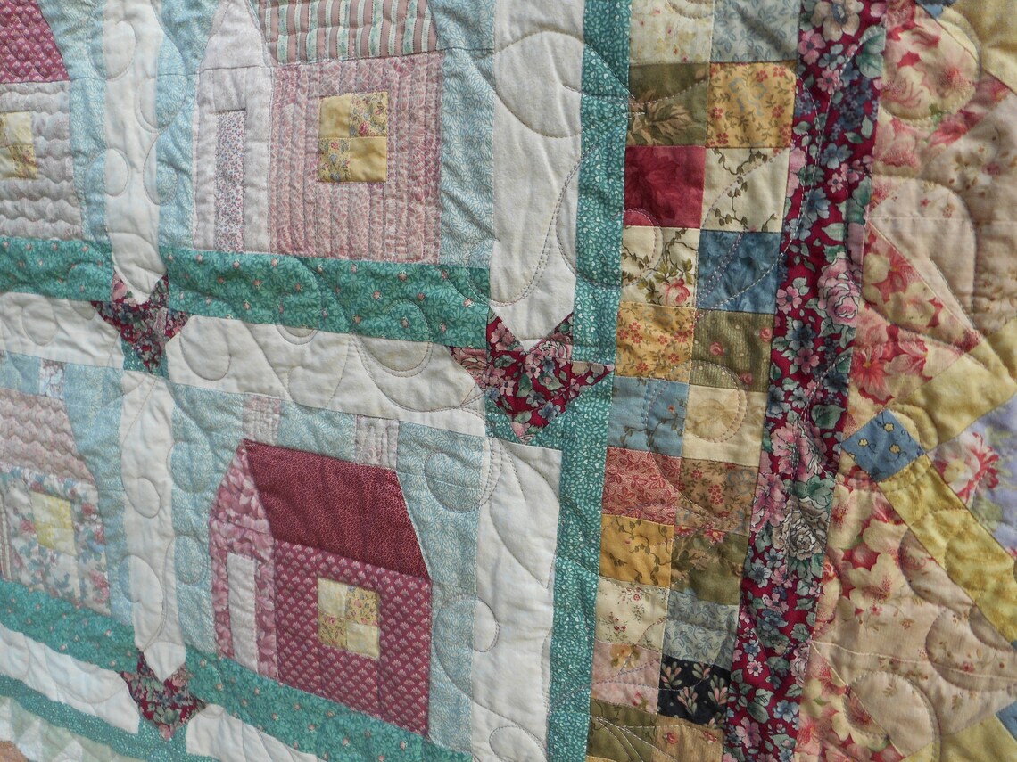 Country Cottage Handmade Quilt Patchwork Quilted Blanket Tan - Etsy