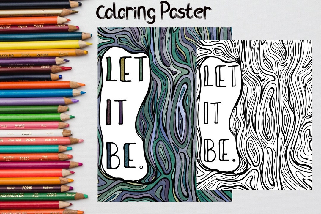 Let It Be Coloring Page Art/ Song Lyric / Instant Download / Coloring ...