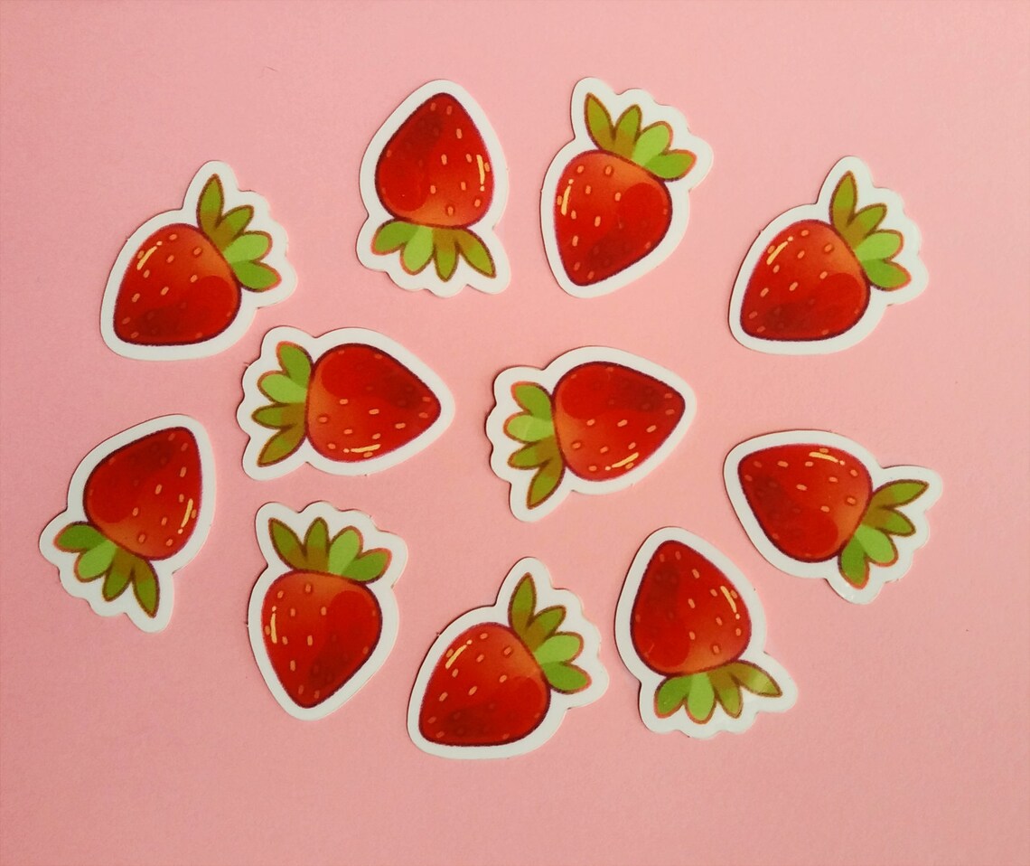 Glossy Strawberry Stickers - Etsy