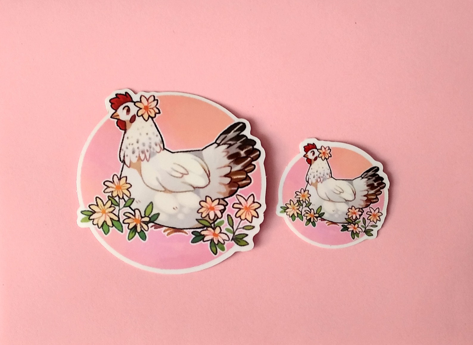 Floral Chicken Sticker Set - Etsy