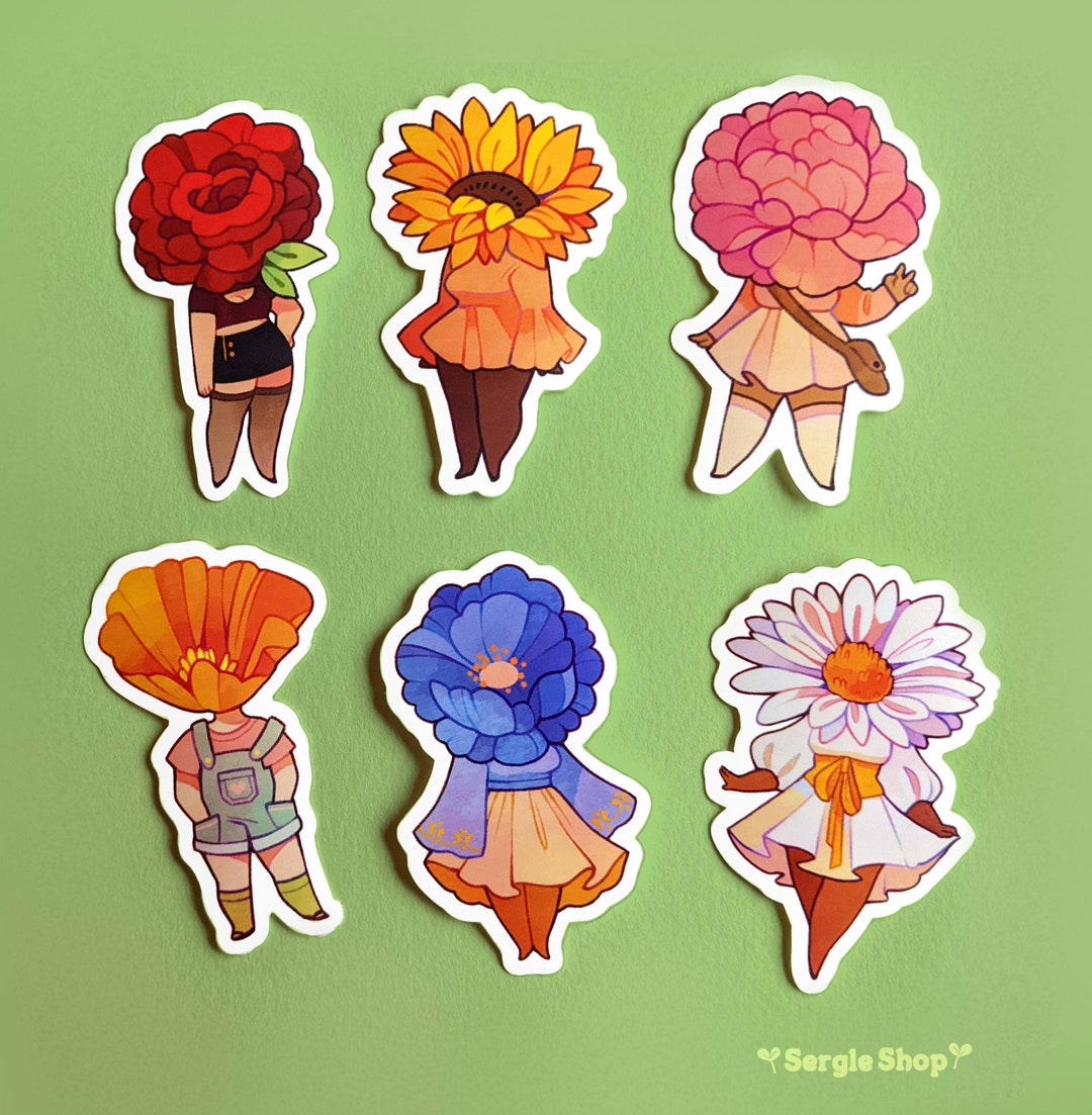 Flower Head Girls Sticker Set - Etsy