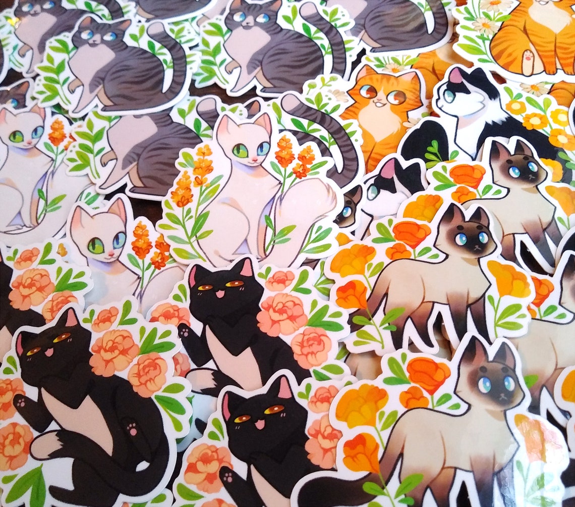 Garden Cats Sticker Set - Etsy