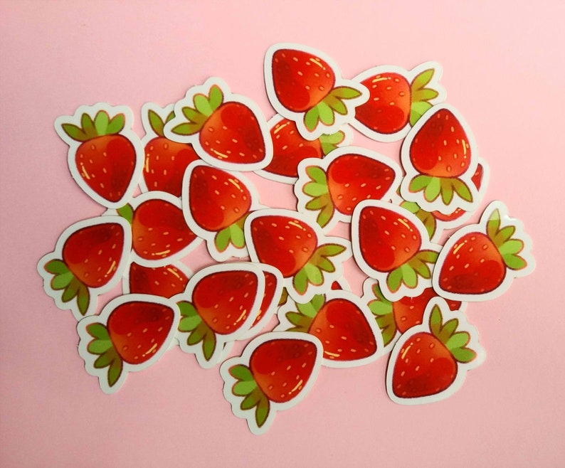 Glossy Strawberry Stickers - Etsy
