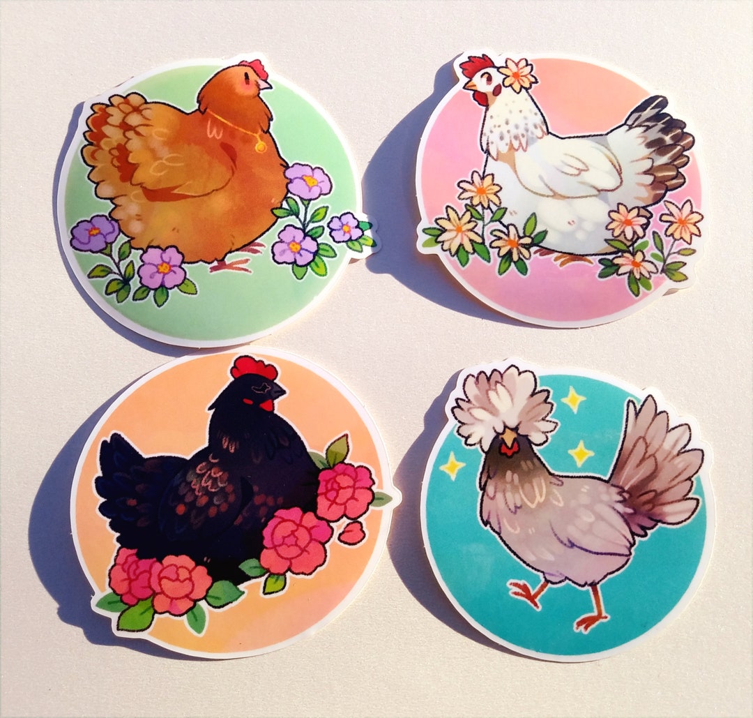 Floral Chicken Sticker Set - Etsy