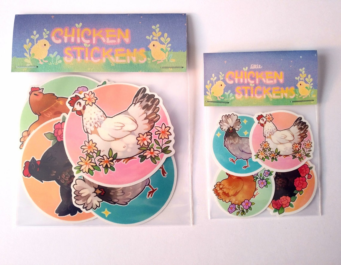 Floral Chicken Sticker Set - Etsy