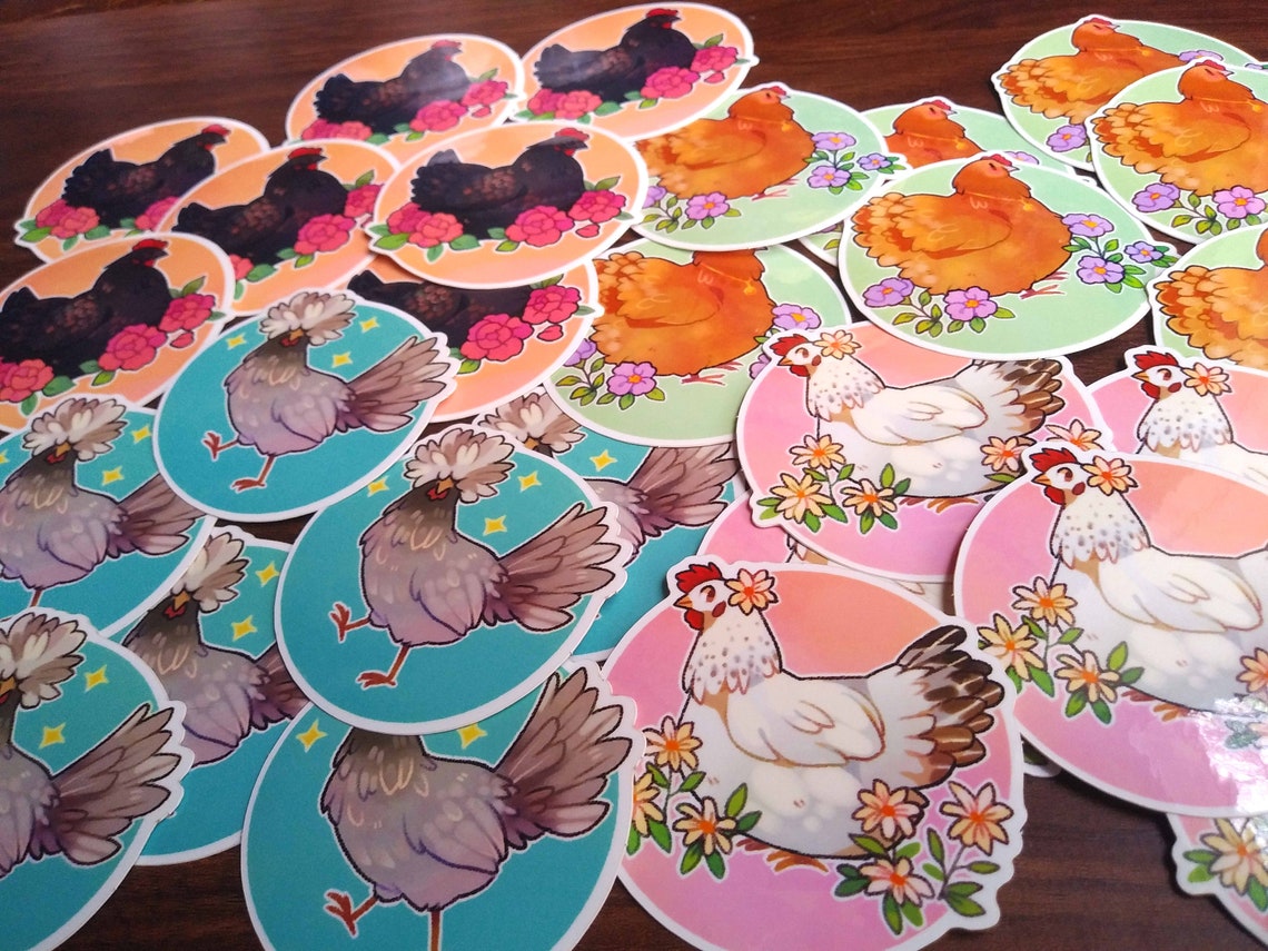 Floral Chicken Sticker Set - Etsy