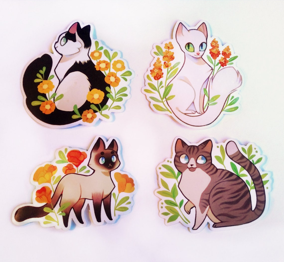 Garden Cats Sticker Set - Etsy