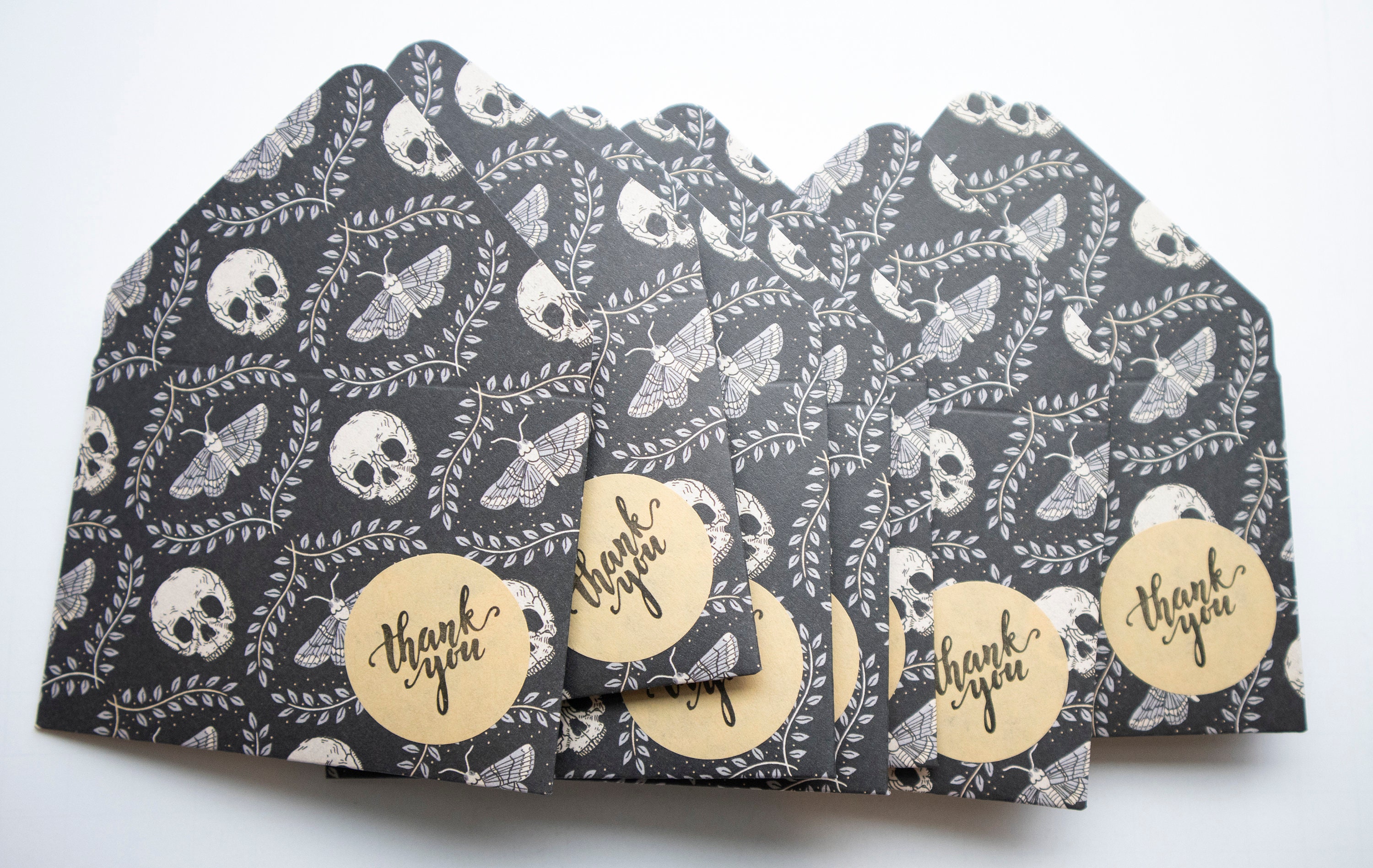 Moth Skull Envelopes, Tip Envelopes, Halloween, Thank You Small ...