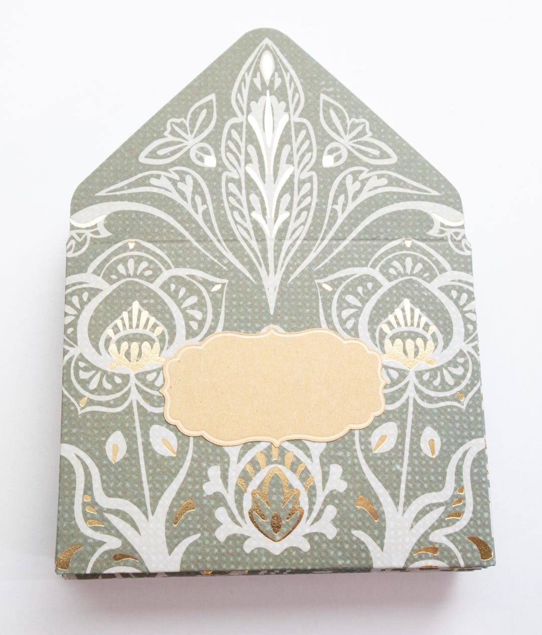 Green Gold Stem Leaf Floral Envelope, Tip Envelopes, Hair Salon Tip ...