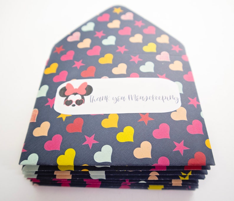 Hearts Minnie Thank You Mousekeeping Envelopes Tip Envelopes - Etsy