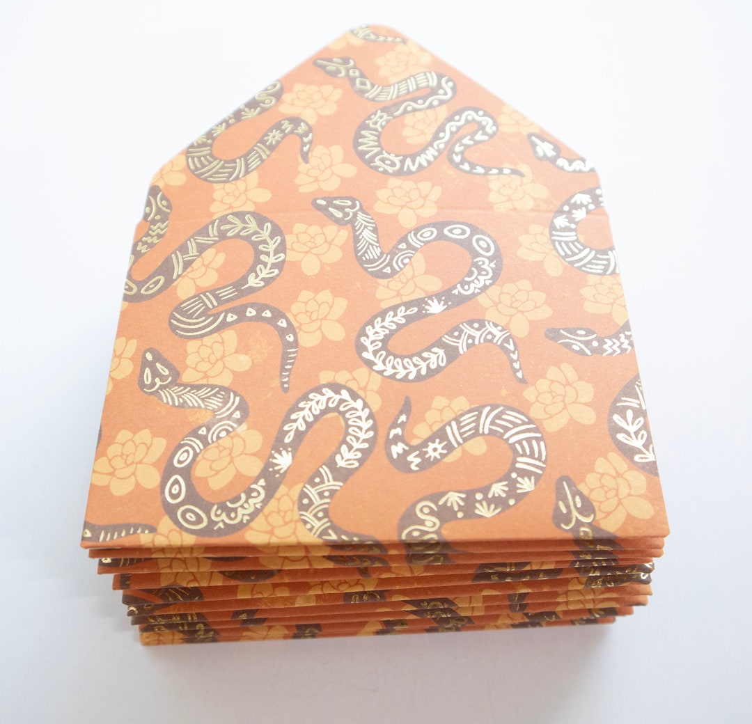 Orange Golden Snakes Envelopes, Tip Envelopes, Halloween, Thank You ...