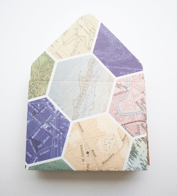Hexagon Map Envelopes Tip Envelopes Housekeeping Thank You - Etsy